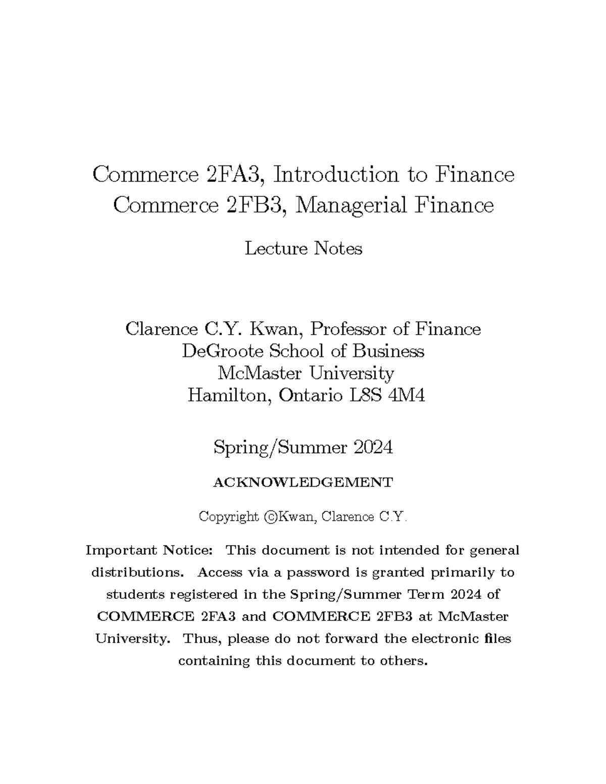 Ch01 unlocked - professor slides on ch - Commerce 2FA3, Introduction to ...