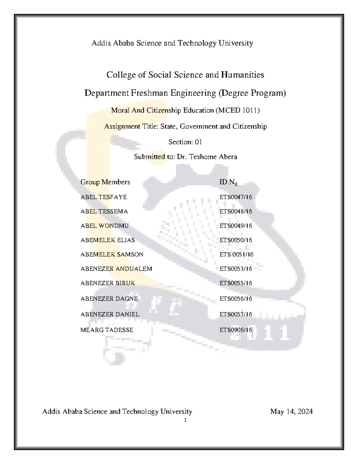 Civic Group 4 - Summary Moral and citizenship education - College of Social Science and ...