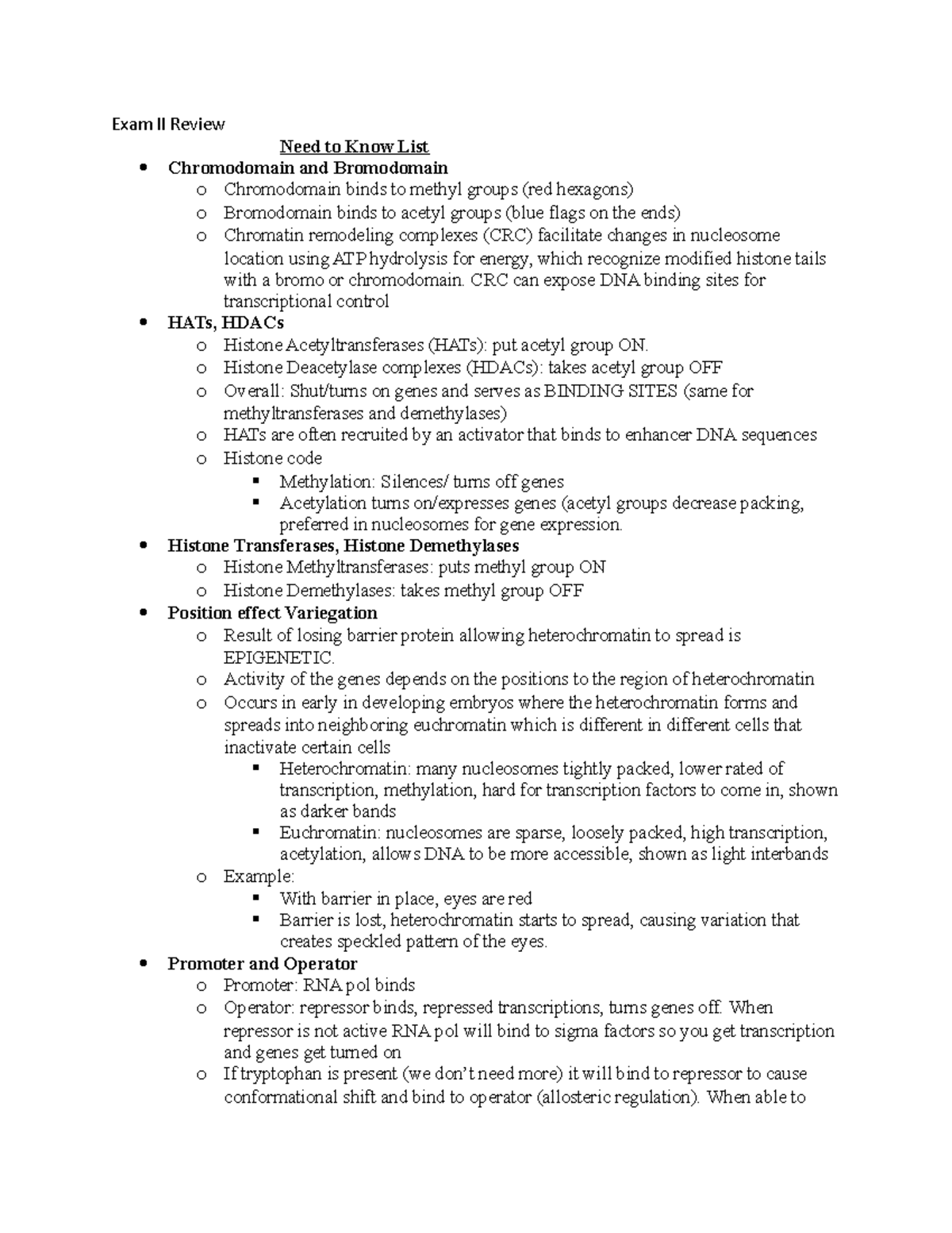 Exam II Review Sp22 - Exam 2 study guide - Exam II Review Need to Know ...