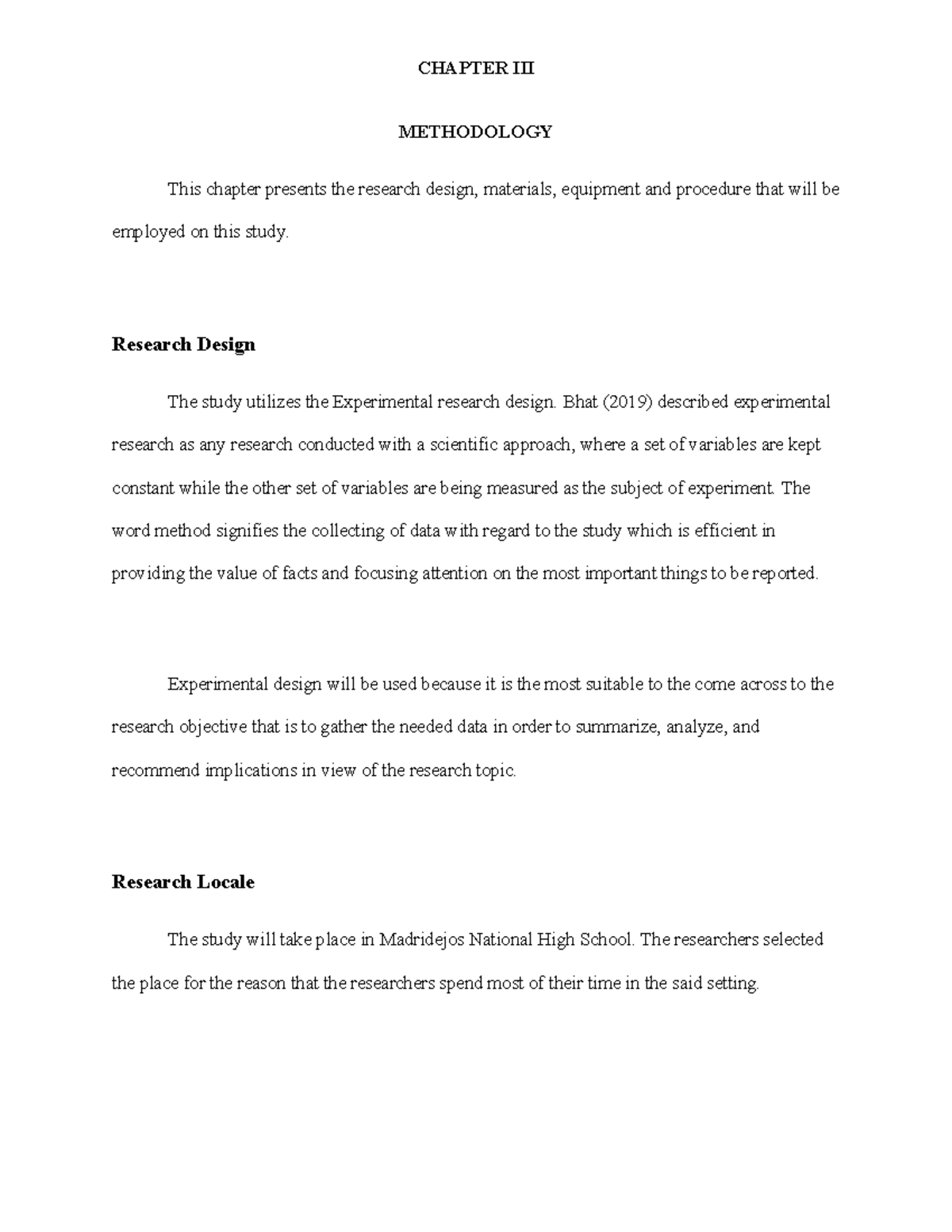 Chapter III - HELLO - CHAPTER III METHODOLOGY This chapter presents the ...
