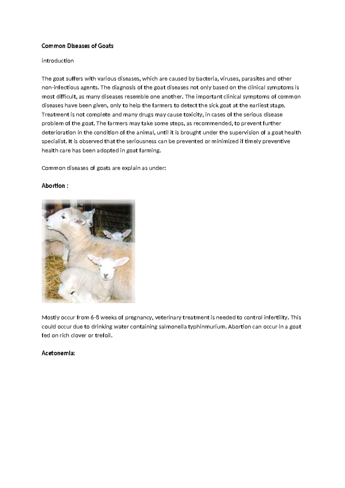 Common Diseases of Goats - Common Diseases of Goats introduction The ...