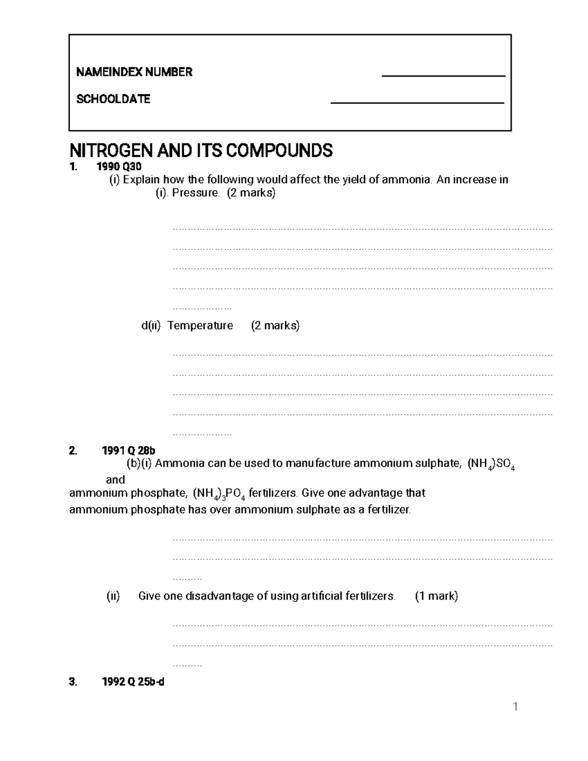 NITROGEN AND ITS COMPOUNDS - NITROGENANDITSCOMPOUNDS 199 0Q 30 - Studocu