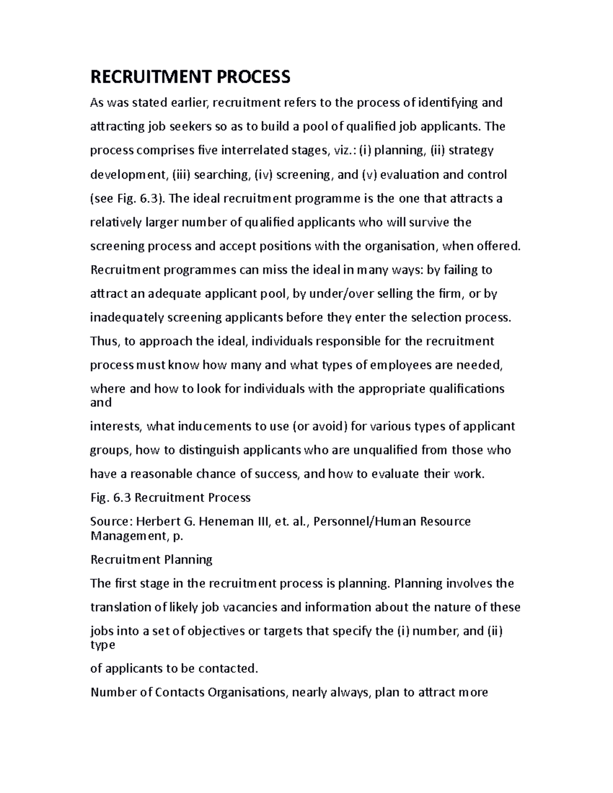 Recruitment Process notes - RECRUITMENT PROCESS As was stated earlier ...