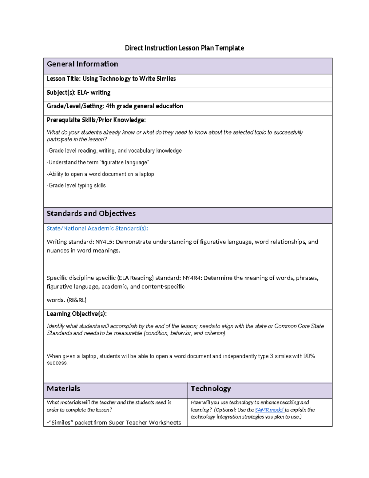 D010 Task 2 - Task 2 passed - Direct Instruction Lesson Plan Template ...