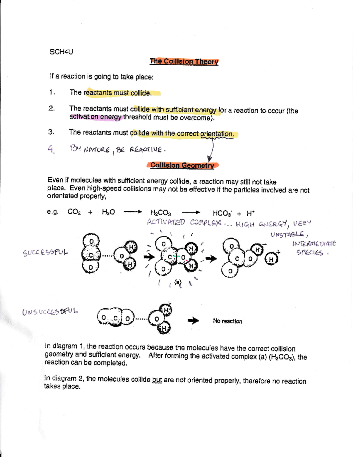 Kinetics Day 5 Collision theory notes filled in - SCH4U SucaLr+fuL ...