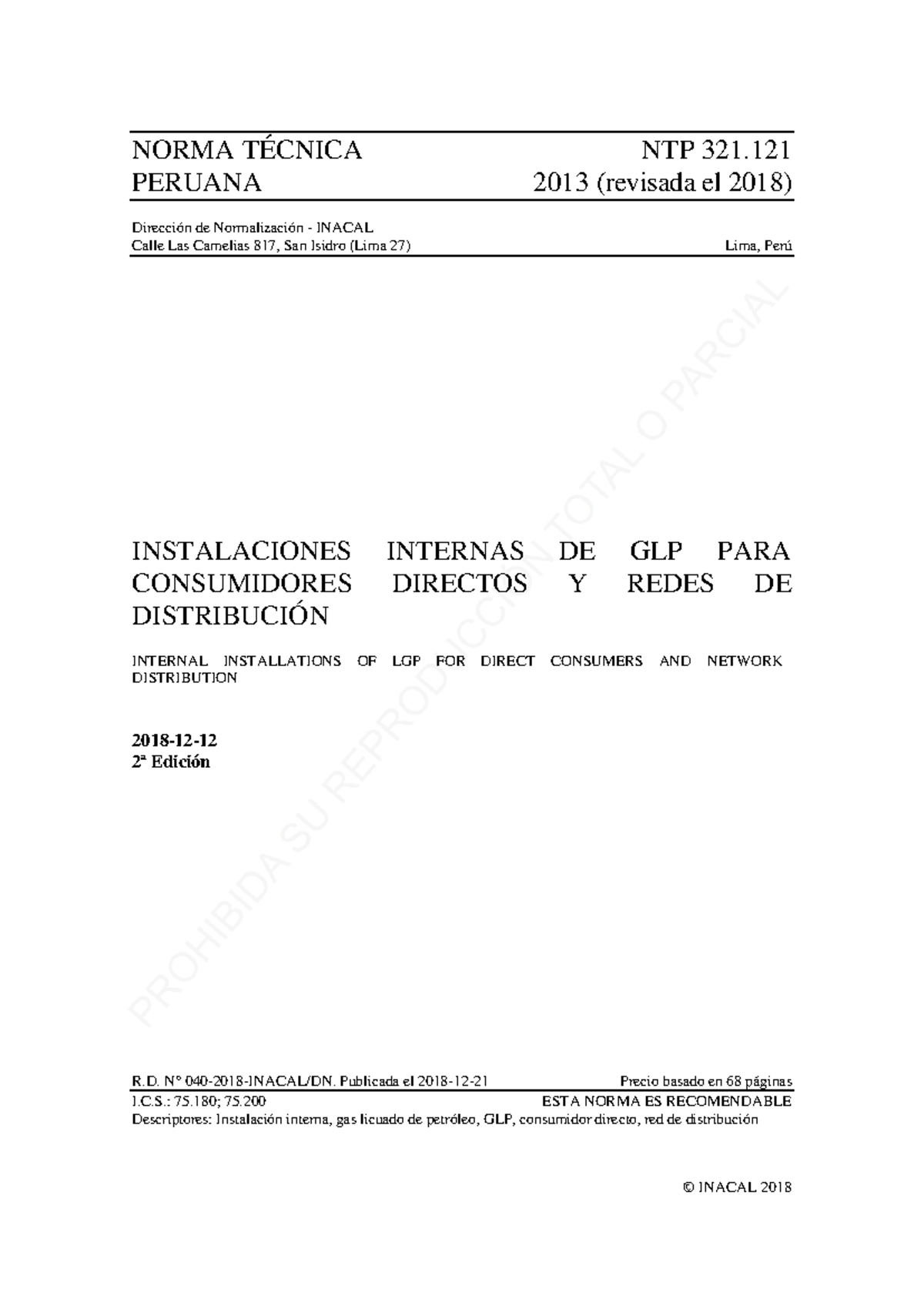 Ntp-321121-2013-rev-2018 compress - © INACAL 2018 NORMA TÉCNICA NTP 321. PERUANA 2013 (revisada ...