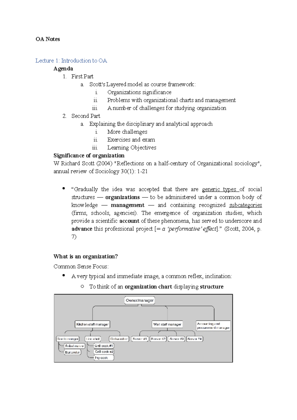 OA Notes - OA Notes Lecture 1: Introduction to OA Agenda 1. First Part ...