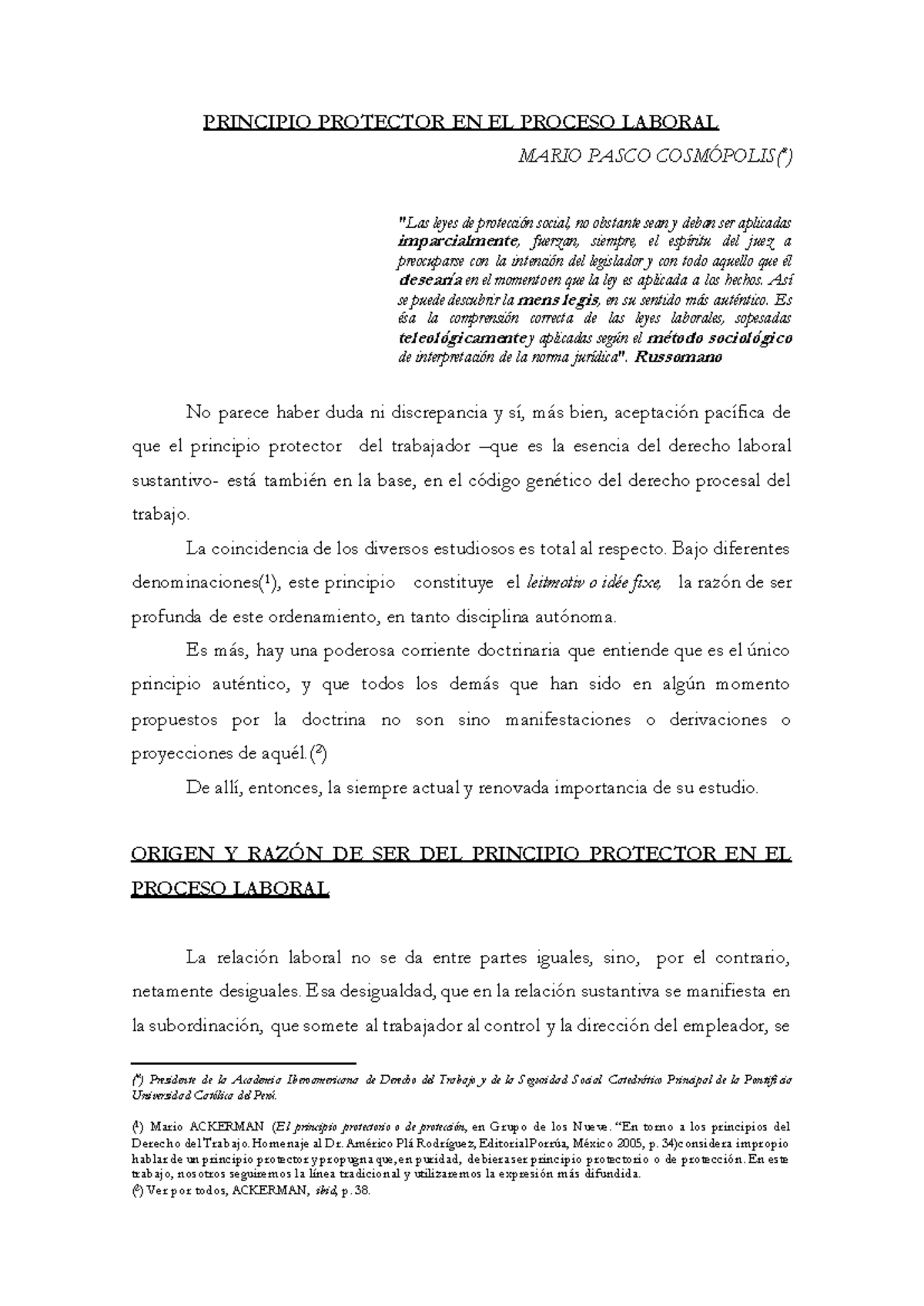 EL Principio Protector EN EL Proceso Laboral - PRINCIPIO PROTECTOR EN ...