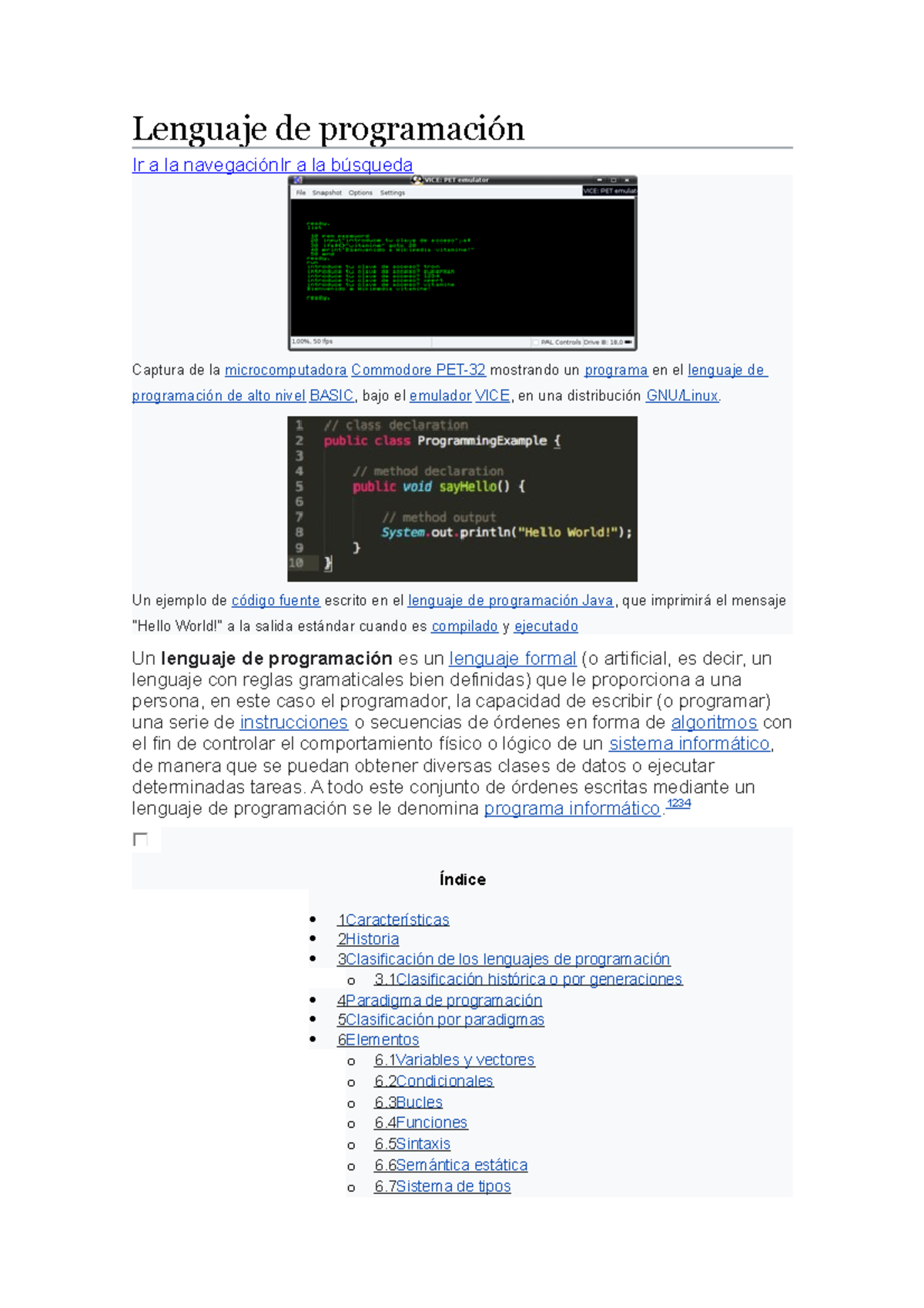 Lenguaje de programación - Un ejemplo de código fuente escrito en el ...