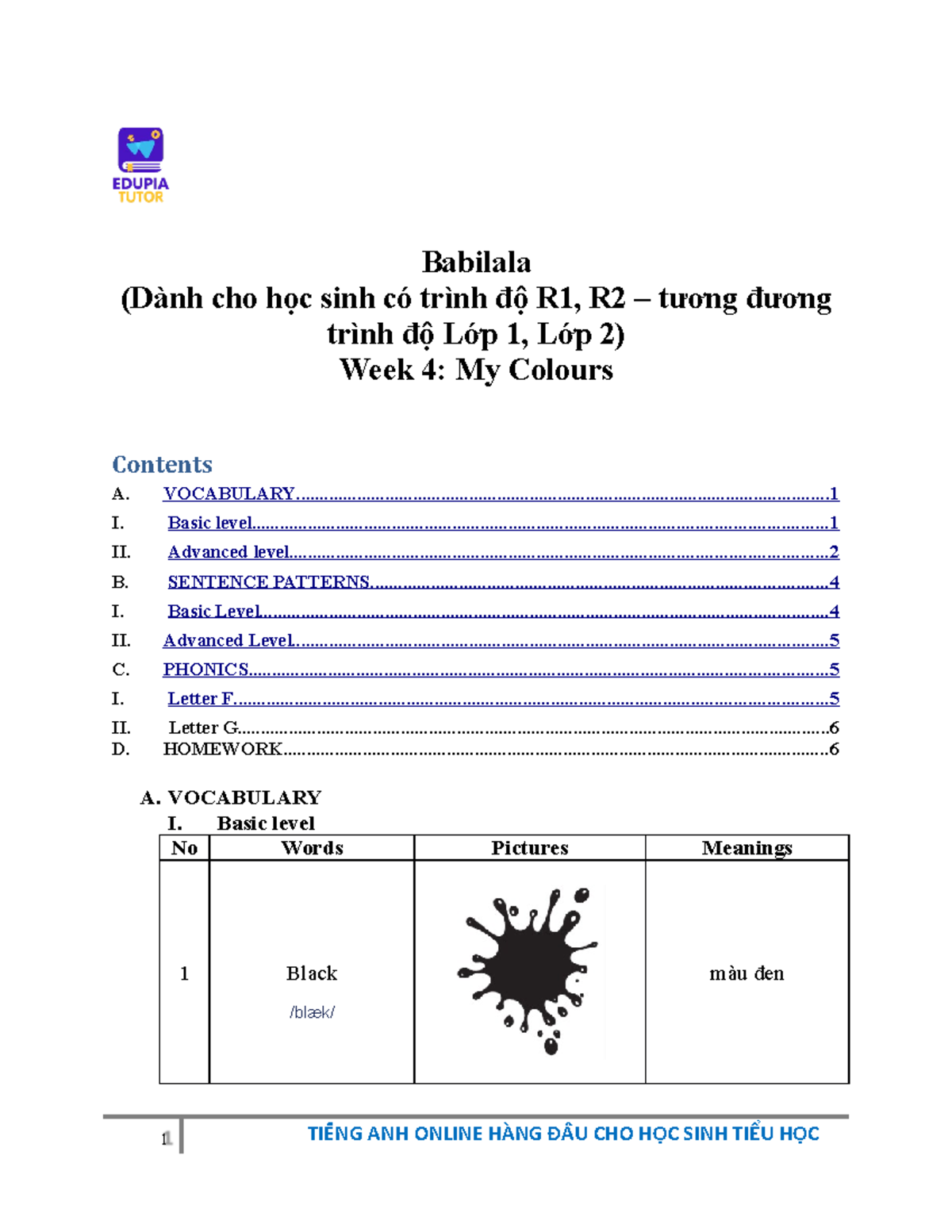 Tuần 4- Level 1 - ghjgj - 1 TIẾẾNG ANH ONLINE HÀNG ĐẦẦU CHO H ỌC SINH ...