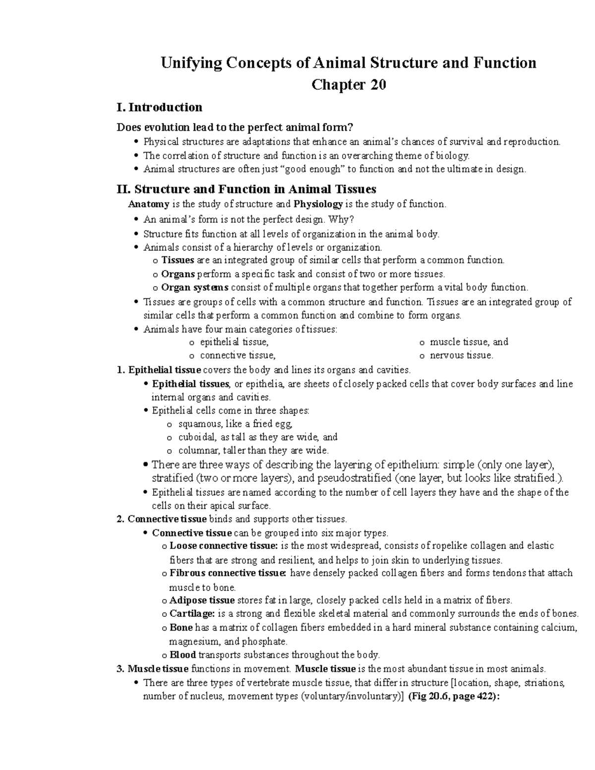 Lecture 20-Bio 102 - Unifying Concepts of Animal Structure and Function Chapter 20 I ...