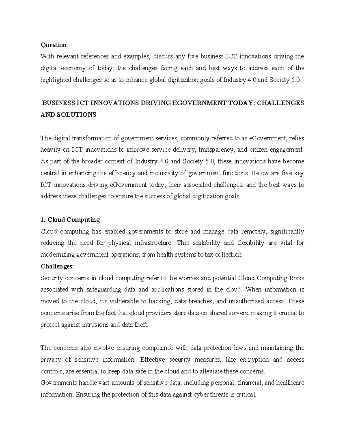 Business ICT Innovations Driving Egovernment Today - Question With ...