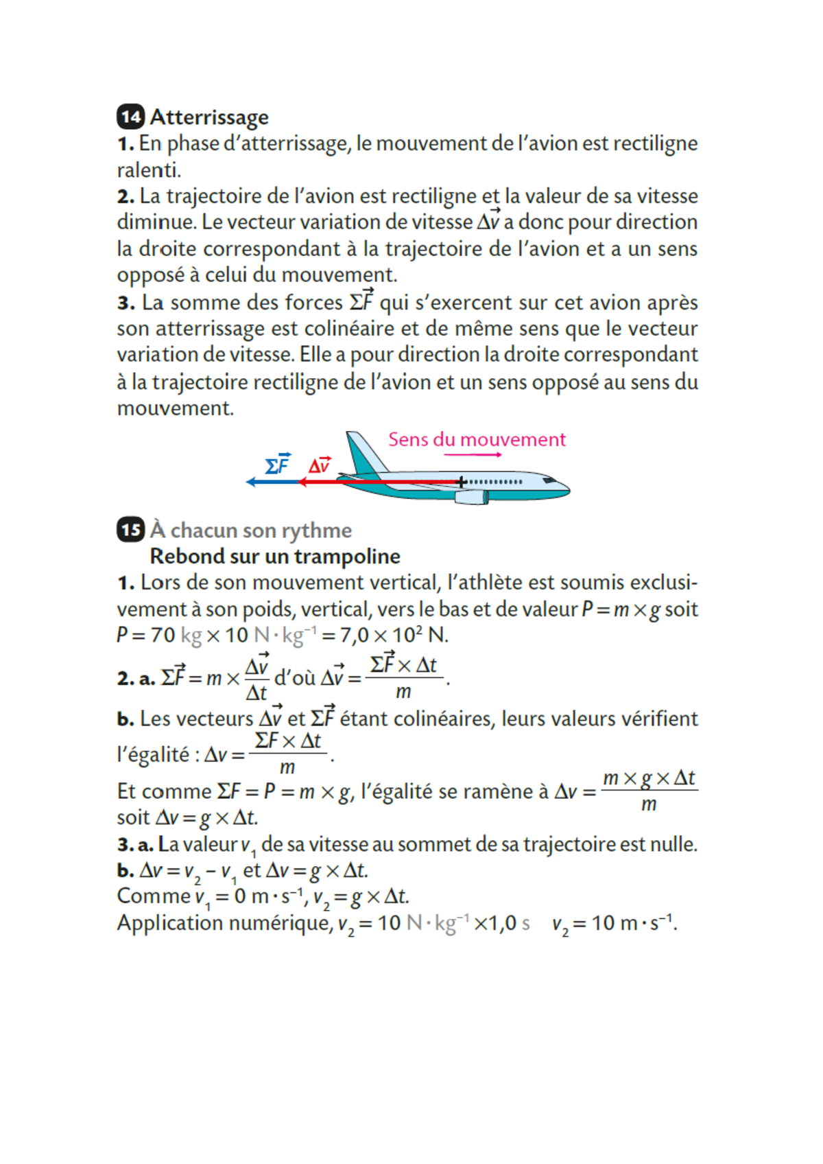 Exercices livre hachette variation de vitesse Correction - Physique ...