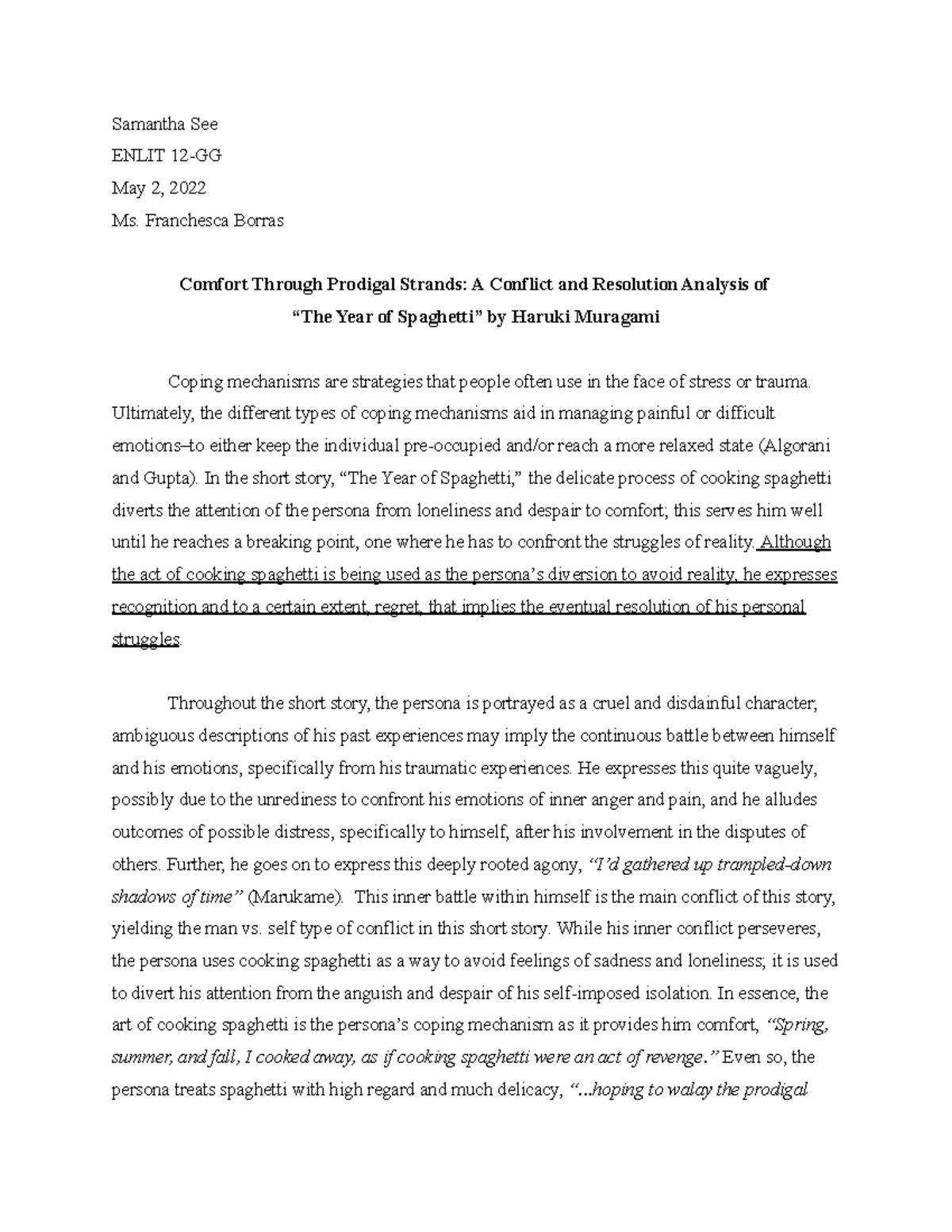 ENLIT 12 GG See, Samantha Final Essay - Samantha See ENLIT 12-GG May 2 ...