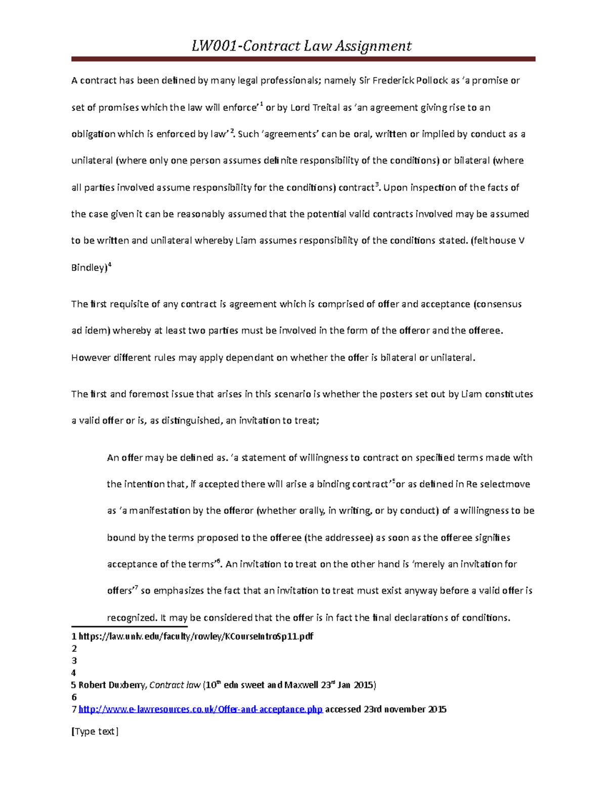 Contract law assessment on COntract formation - LW001-Contract Law ...