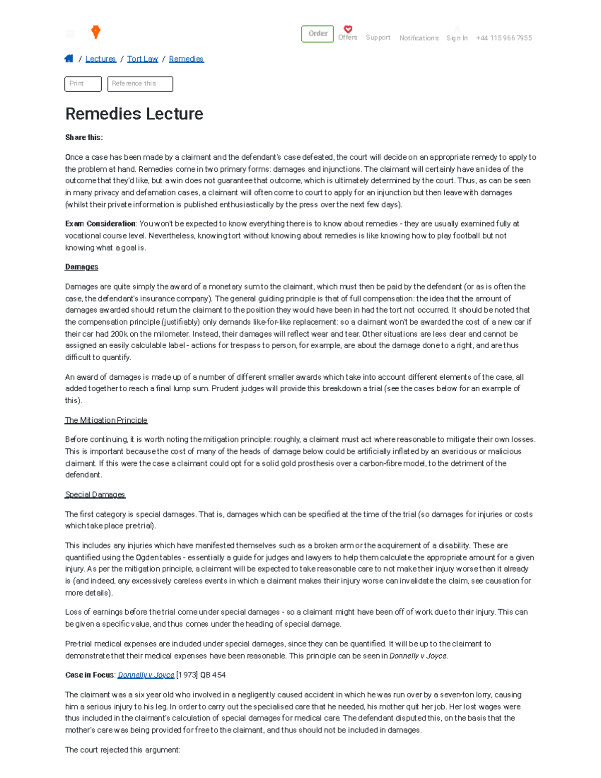 Tort Law Remedies Lecture - /Lectures/Tort Law/Remedies Print Reference ...