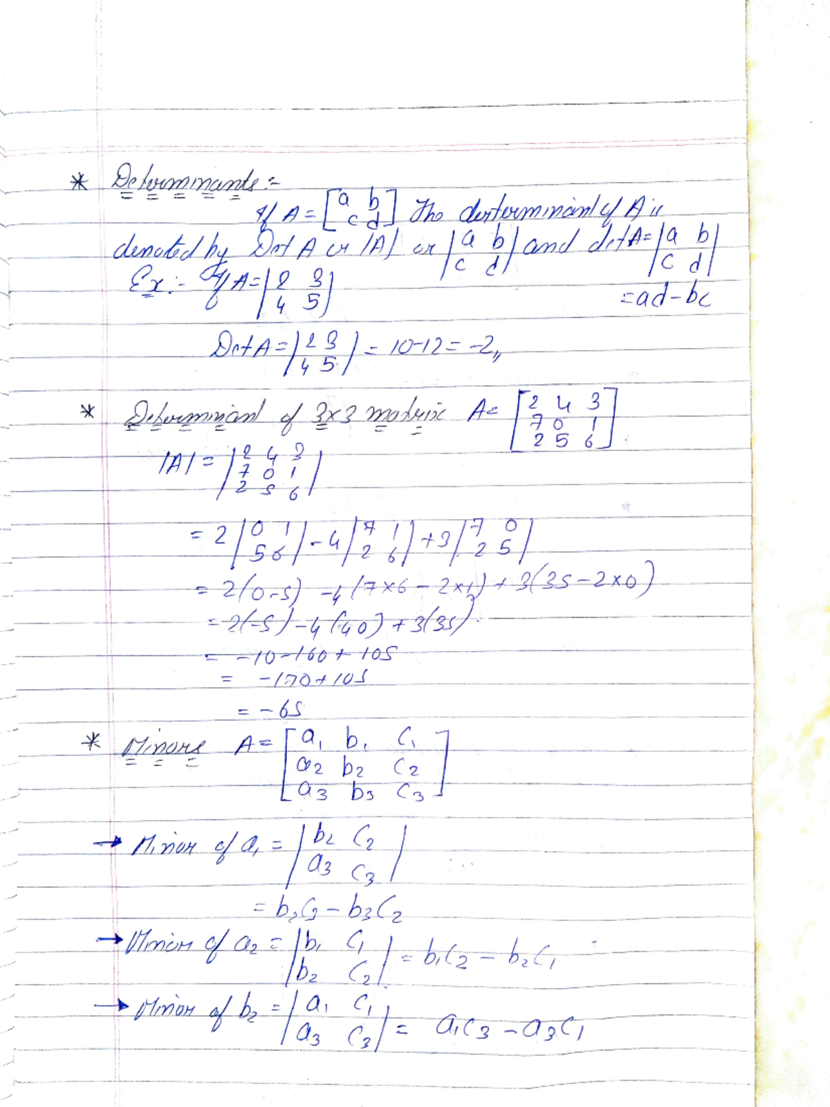 Determenent (Complete Notes with Example and Imp Formulas) -~- 1f7M?U ...