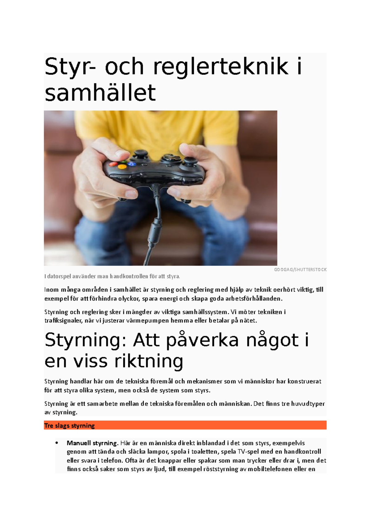 Styr- och reglerteknik i samhället - Styr- och reglerteknik i samhället ...