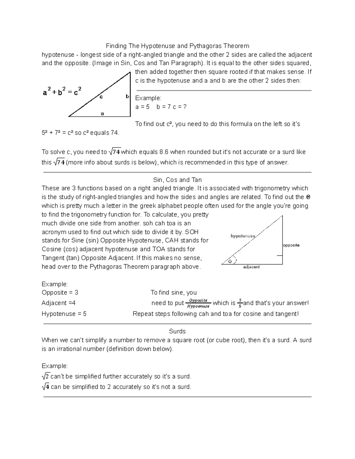 Personal Maths Textbook - Finding The Hypotenuse and Pythagoras Theorem ...