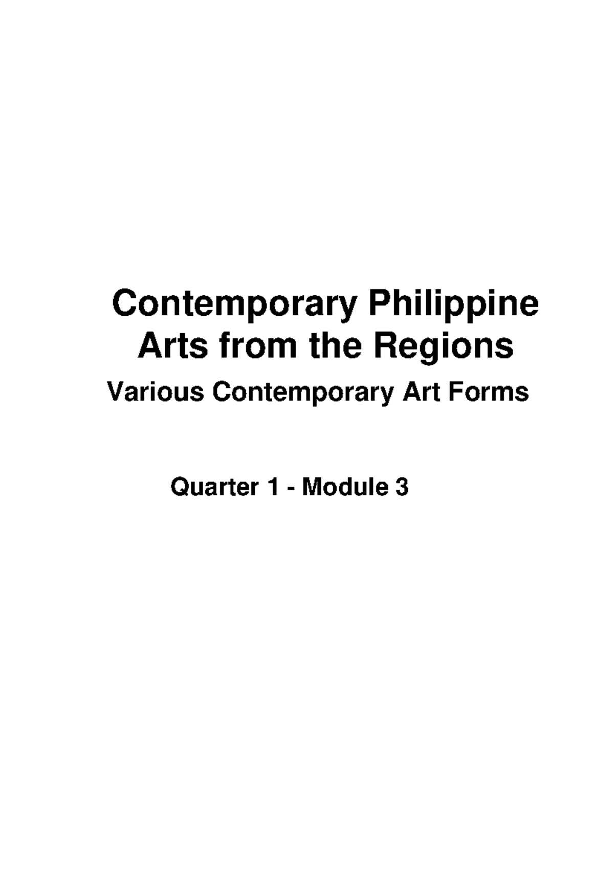 Contempo-Q1-M3 - For module - Quarter 1 - Module 3 Contemporary ...