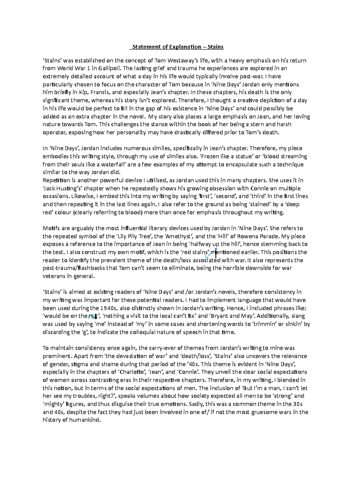 2nd Statement of Explanation - Statement of Explanation – Stains ...