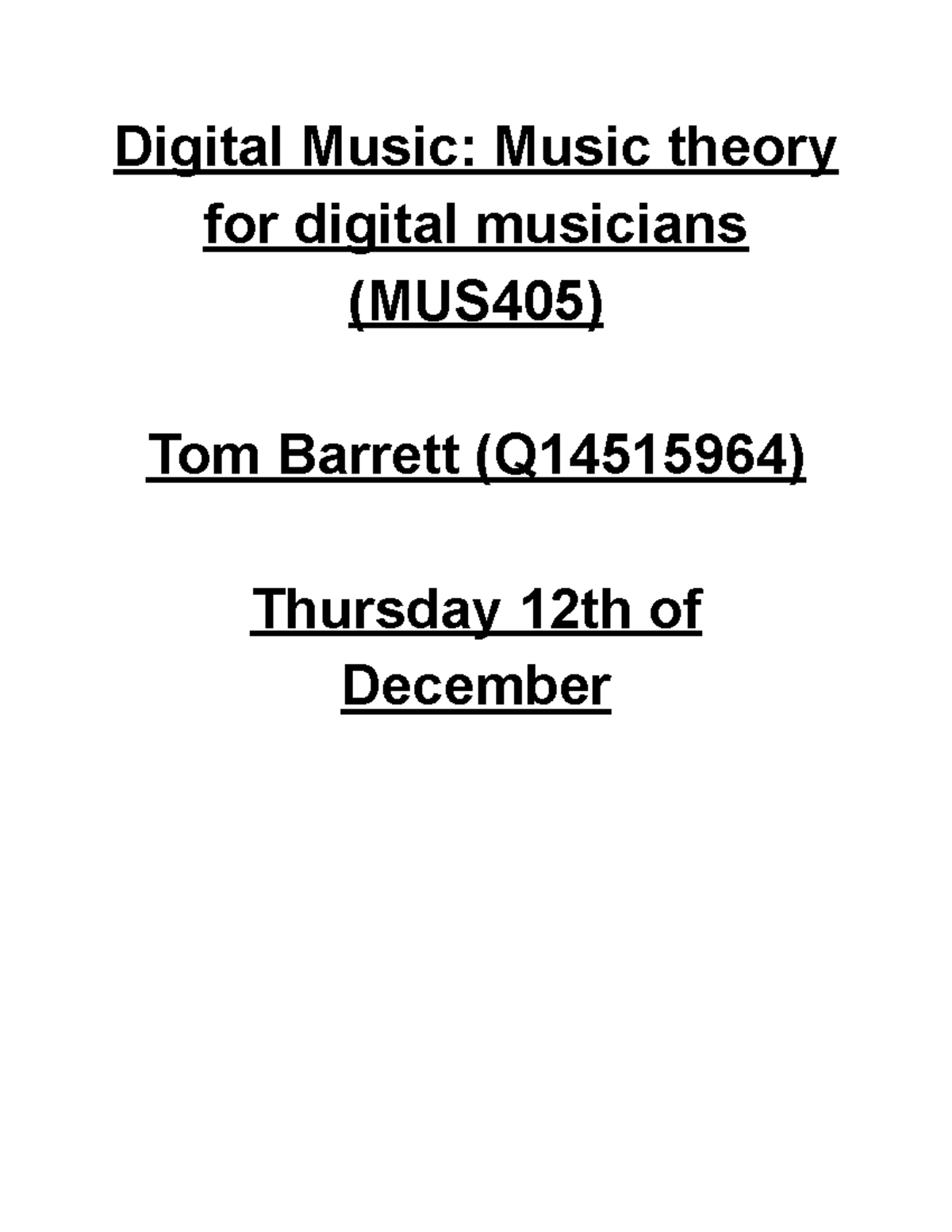 Digital Music Music theory for digital musicians (MUS405) - Digital ...