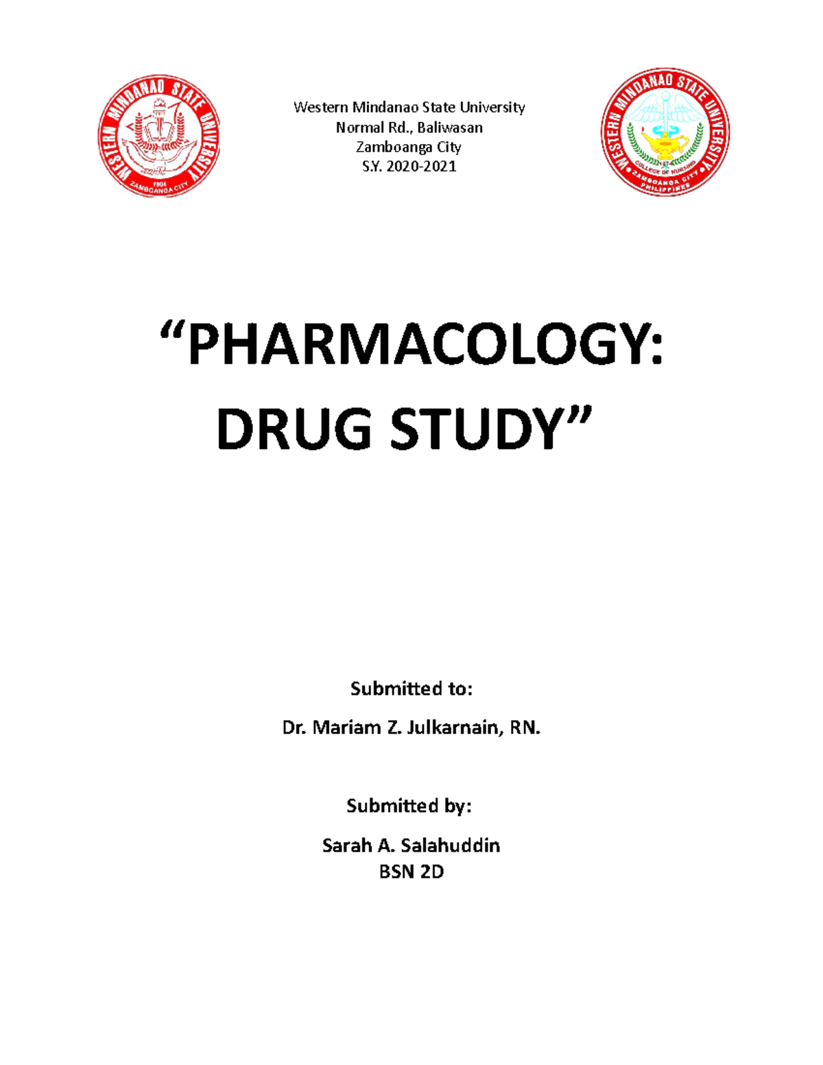 A Drug Study of Different Body Systems Medications - Western Mindanao ...