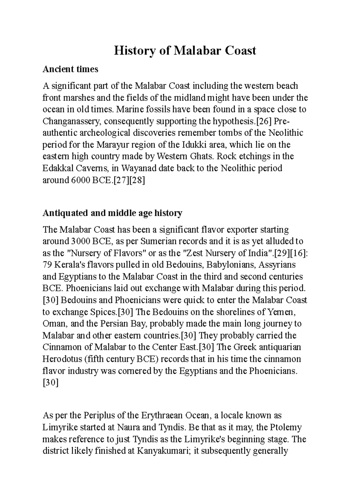 History of Malabar Coast - History of Malabar Coast Ancient times A ...