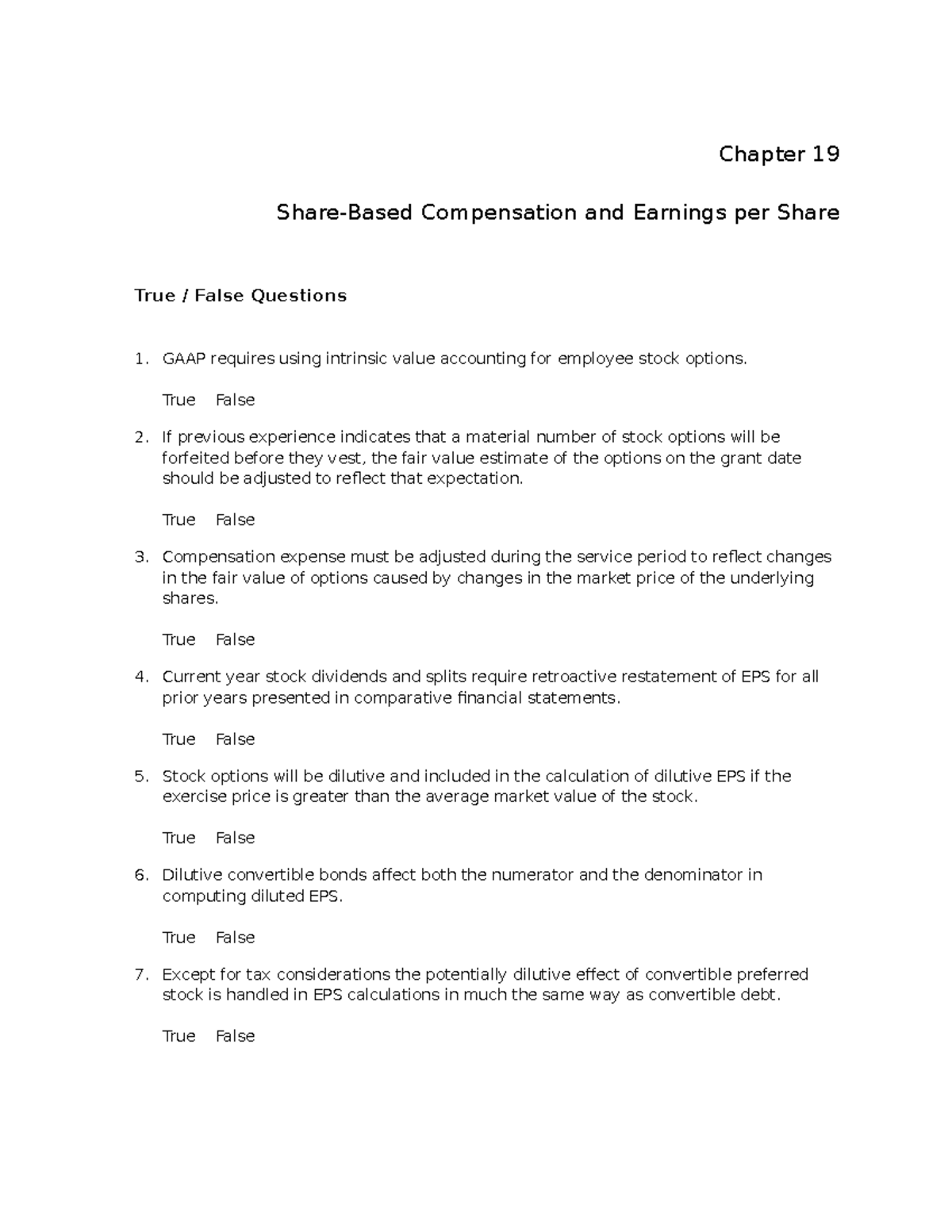Chapter 19 Test Bank - Try it for you to be familiarize in solving ...