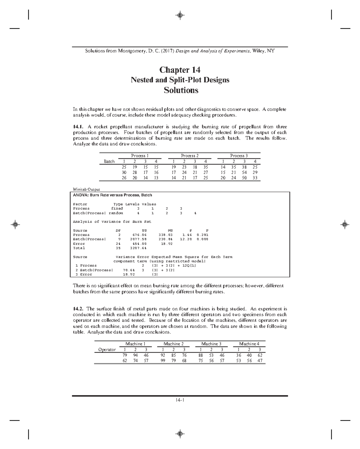 Ch14 - Ch14_Solutions Manual_9ed - Solutions from Montgomery, D. C ...