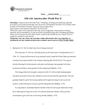 HIS-144 week 5 assignment - Name: Desiree Smith___________ HIS-144 ...