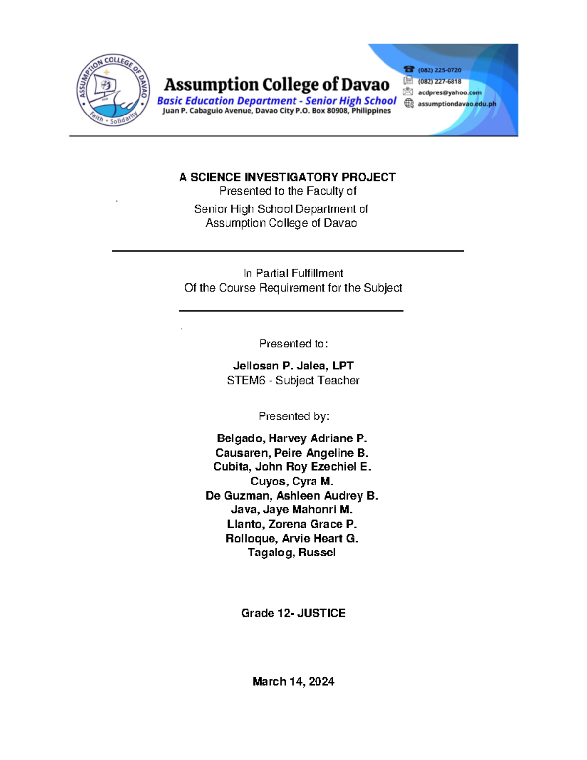 Group 3 CHEM Electrophoresis SIP Format Paper - A SCIENCE INVESTIGATORY ...