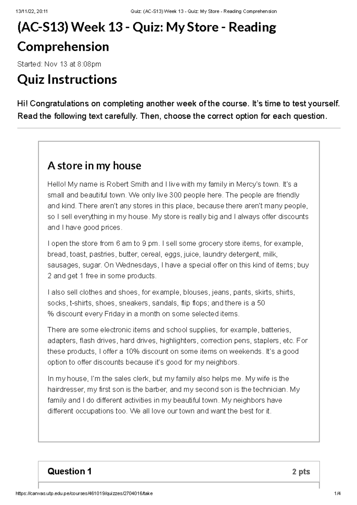 Quiz (AC-S13) Week 13 - Quiz My Store - Reading Comprehension - (AC-S13 ...