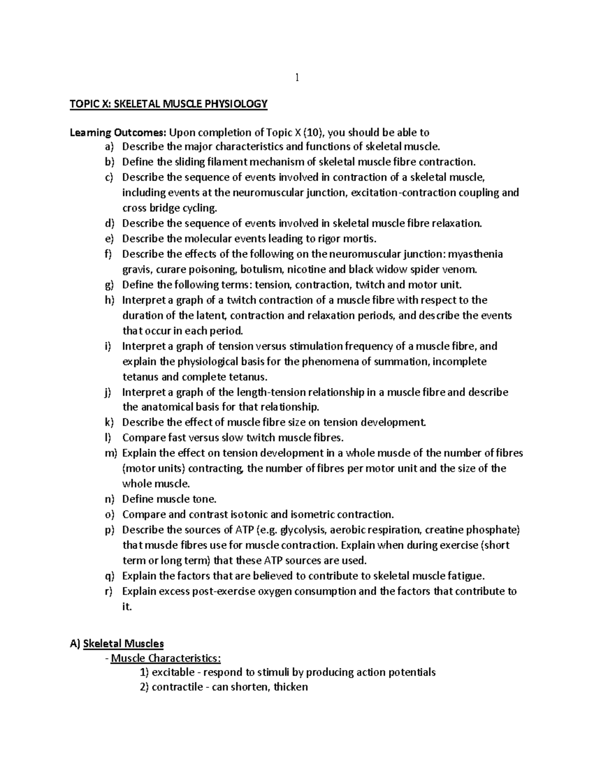 10 - Skeletal Muscle Physiology - TOPIC X: SKELETAL MUSCLE PHYSIOLOGY ...
