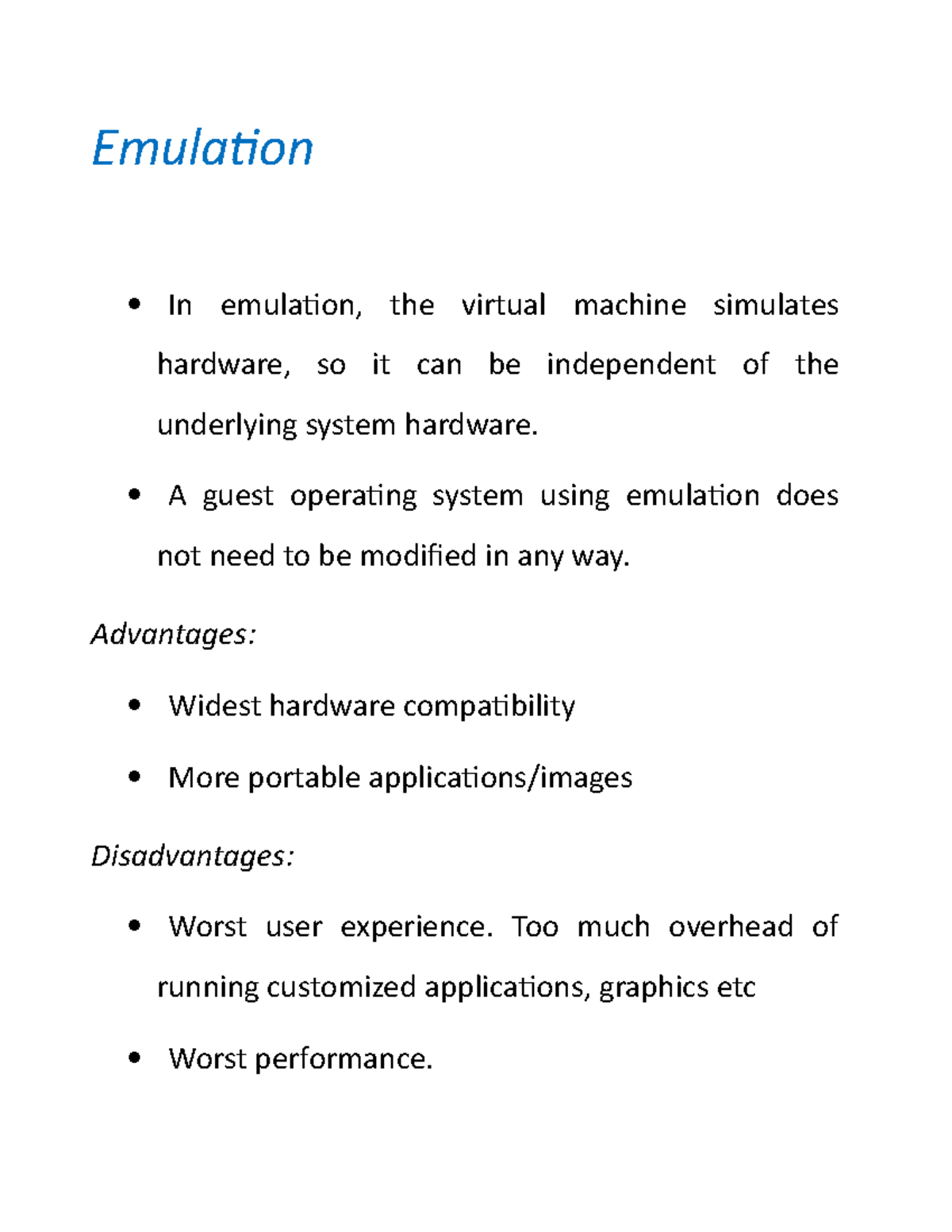 Emulation in Virtual machines - Emulation In emulation, the virtual ...