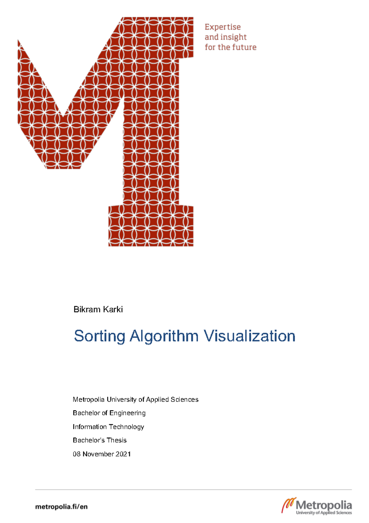 Bikram Karki - jnihuu - Bikram Karki Sorting Algorithm Visualization Metropolia University of ...