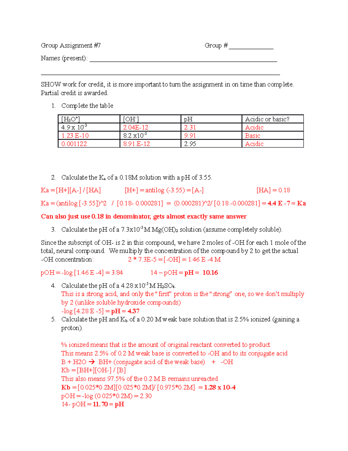 Group Assignment 7 KEY - Group Assignment #7 Group ...