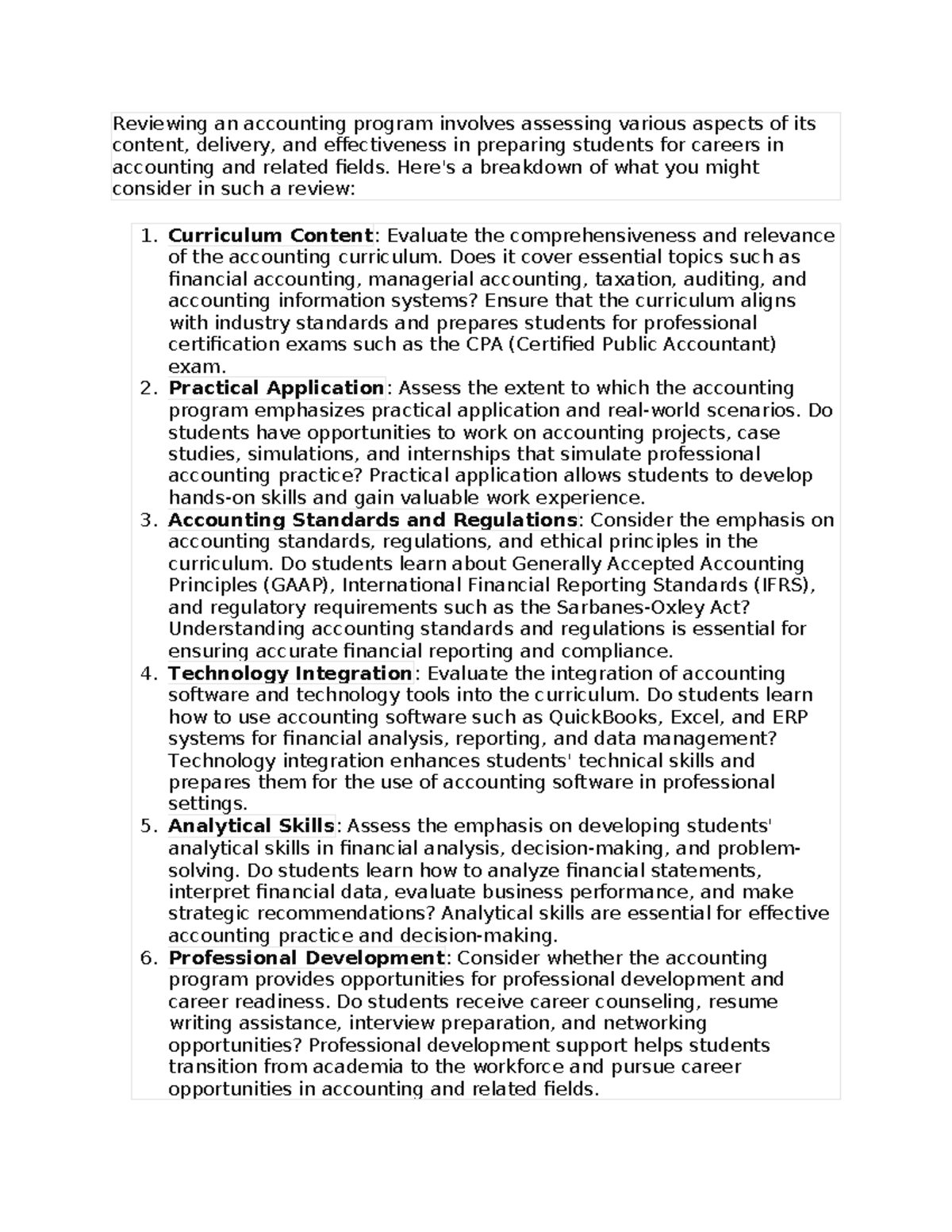 Reviewing an accounting program - Here's a breakdown of what you might ...