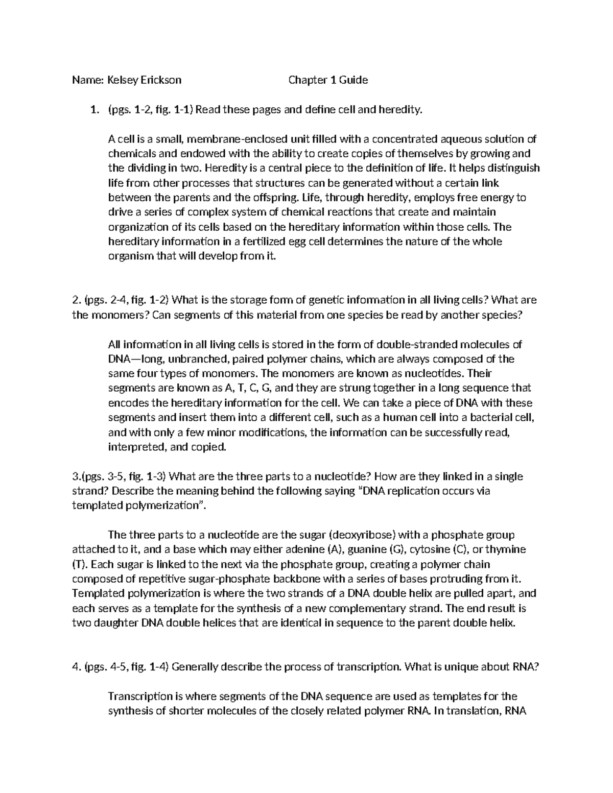 BIO-333 Chapter 1 Guide - Name: Kelsey Erickson Chapter 1 Guide 1. (pgs ...