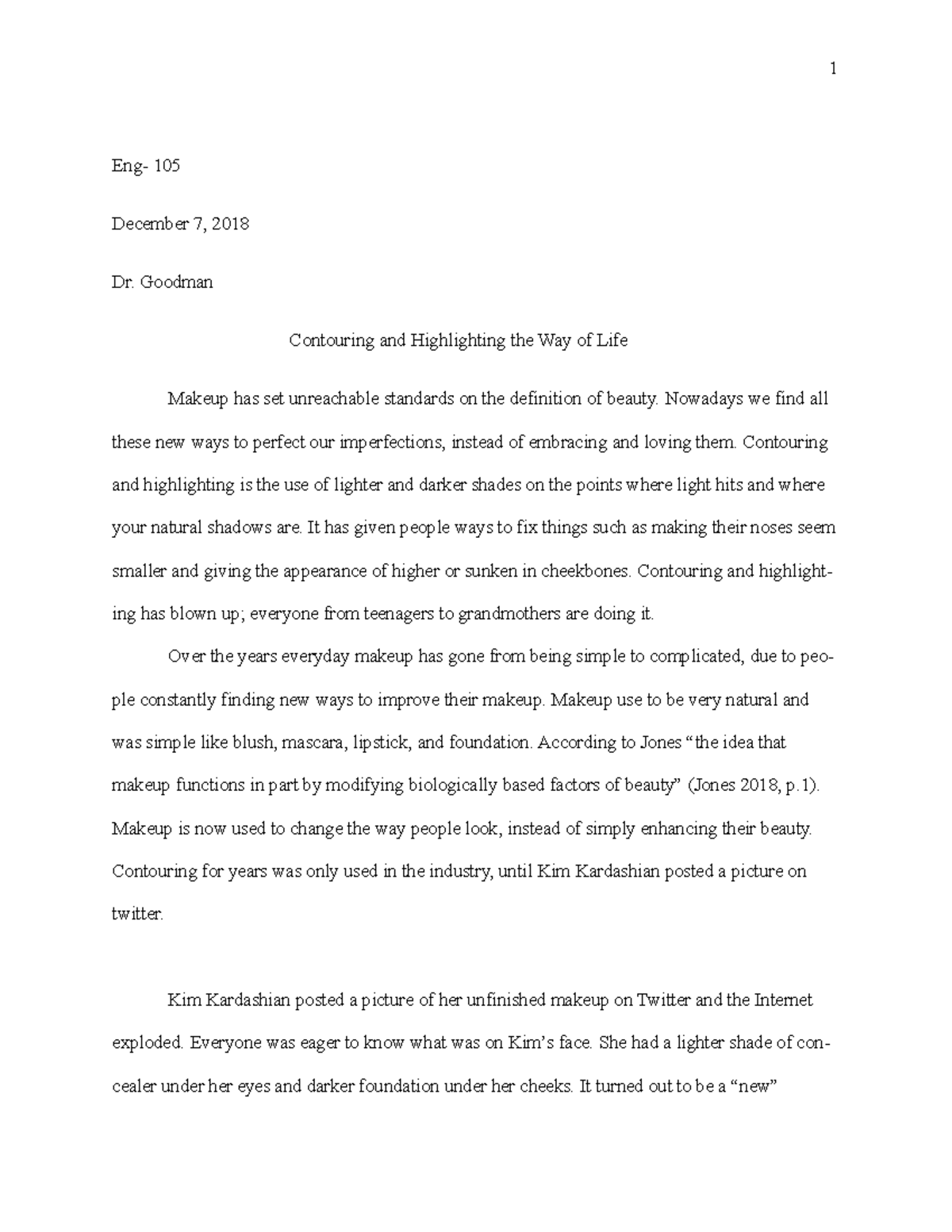 Commentary essay - cool - 1 Eng- 105 December 7, 2018 Dr. Goodman ...