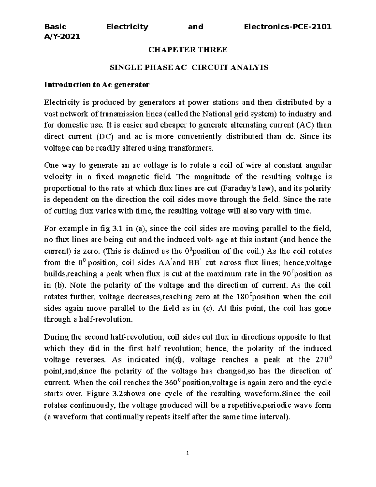 Chapter 3 Ac Circuit Analyis A Y Chapeter Three Single Phase Ac