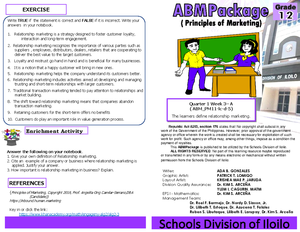 G12 Principles of Mktg Q1WK3 Abcde correced answer Key - Writer: ADA B ...