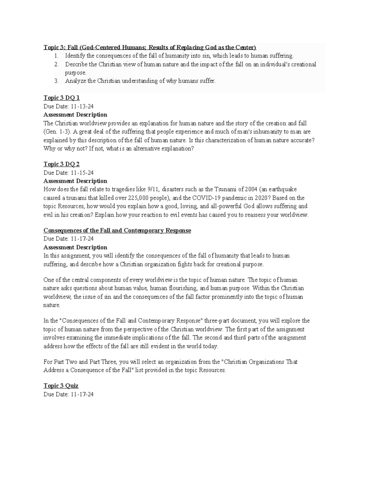 Topic 3 Fall (God-Centered Humans - Topic 3: Fall (God-Centered Humans ...