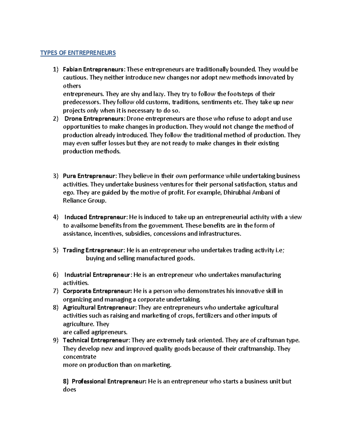 Types of entrepreneurs - TYPES OF ENTREPRENEURS Fabian Entrepreneurs ...