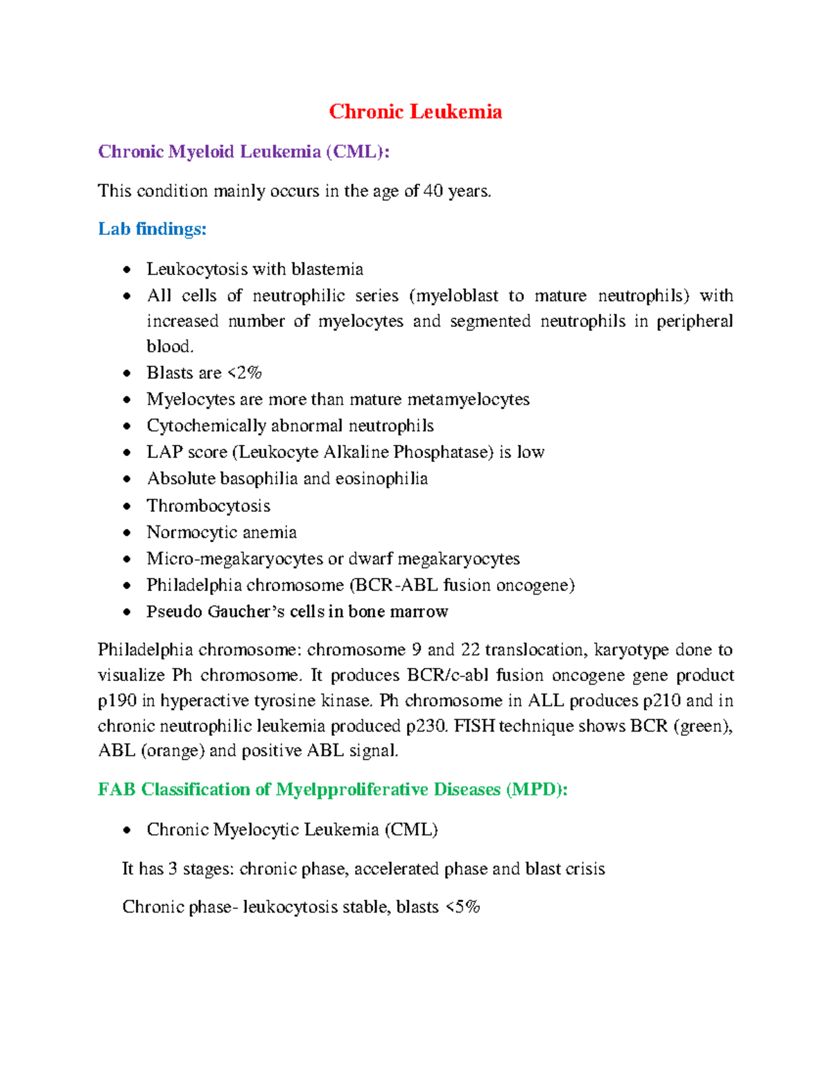 Chronic Leukemia - Details on this type of Lukemia in Haematology ...
