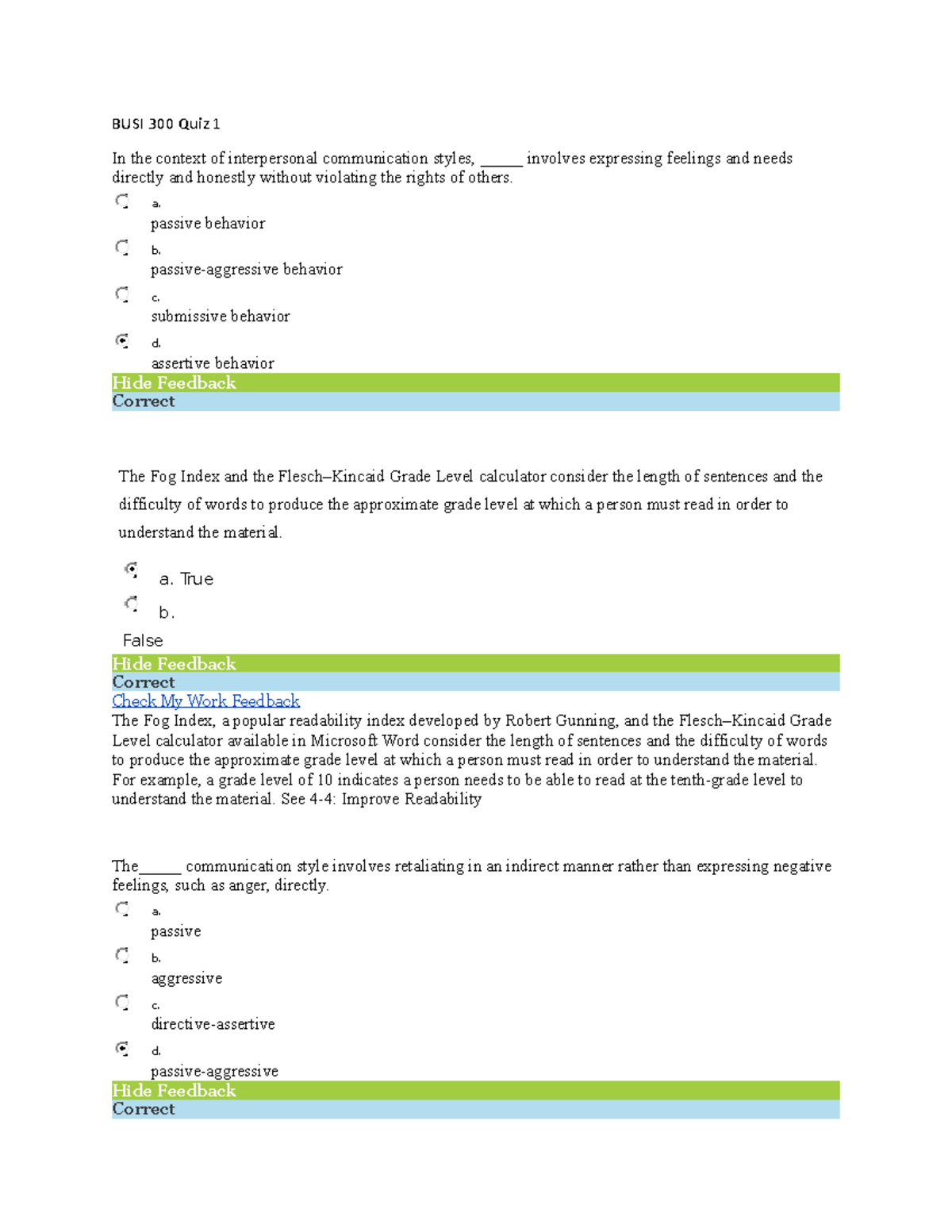 BUSI 300 Quiz 1 - Quiz 1 questions and answers - BUSI 300 Quiz 1 In the ...