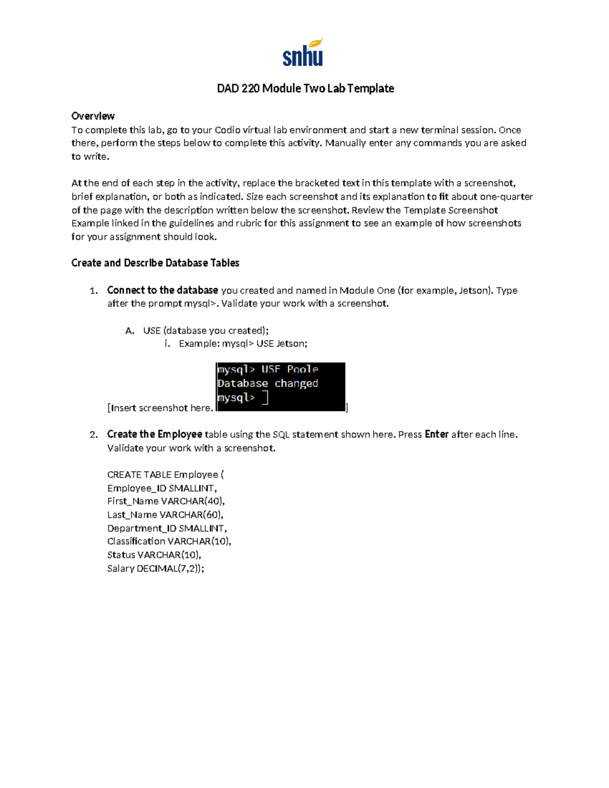 Dad 220 Module Two Lab Template Dad 220 Module Two Lab Template Overview To Complete This Lab