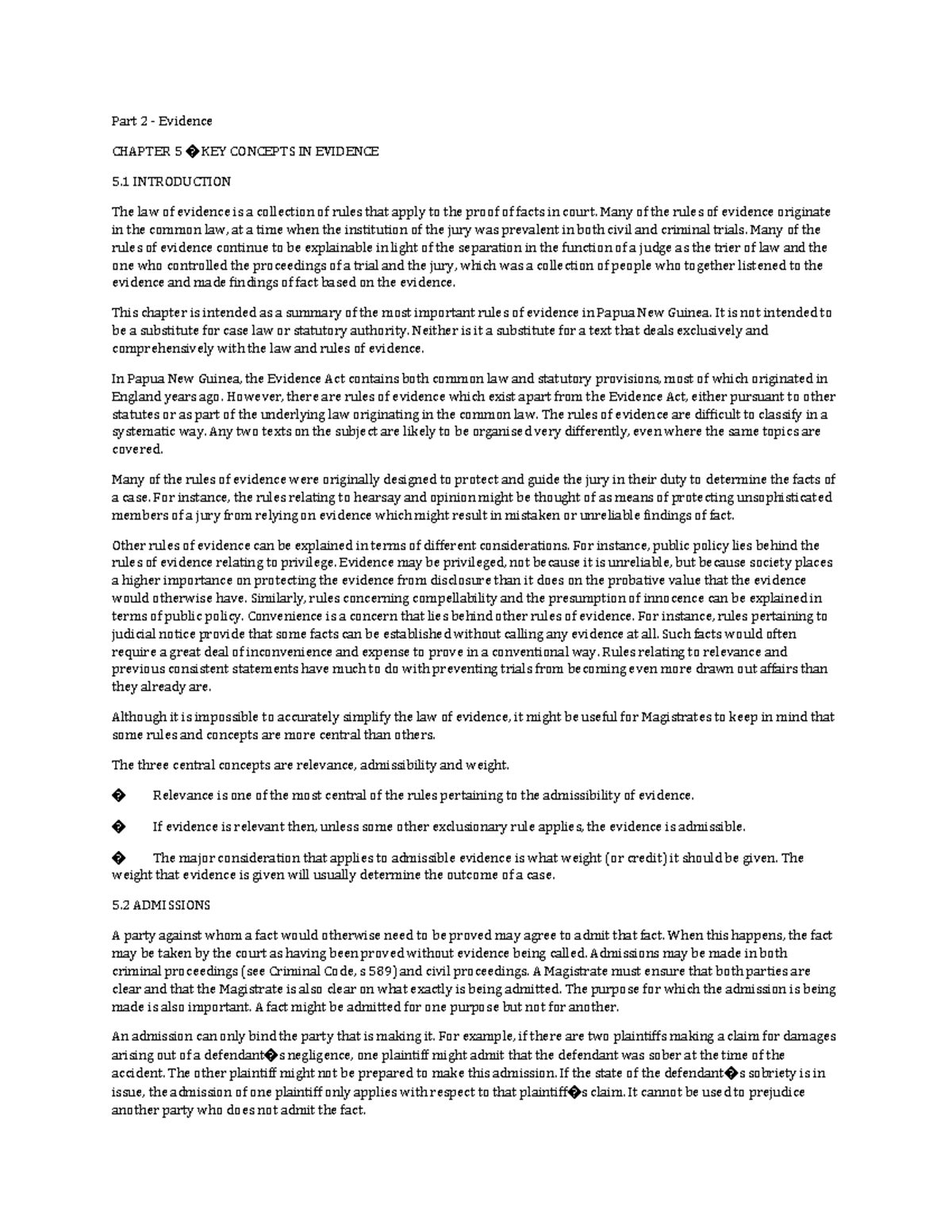 Evidence Exam Summary Notes - Part 2 - Evidence CHAPTER 5 KEY CONCEPTS ...