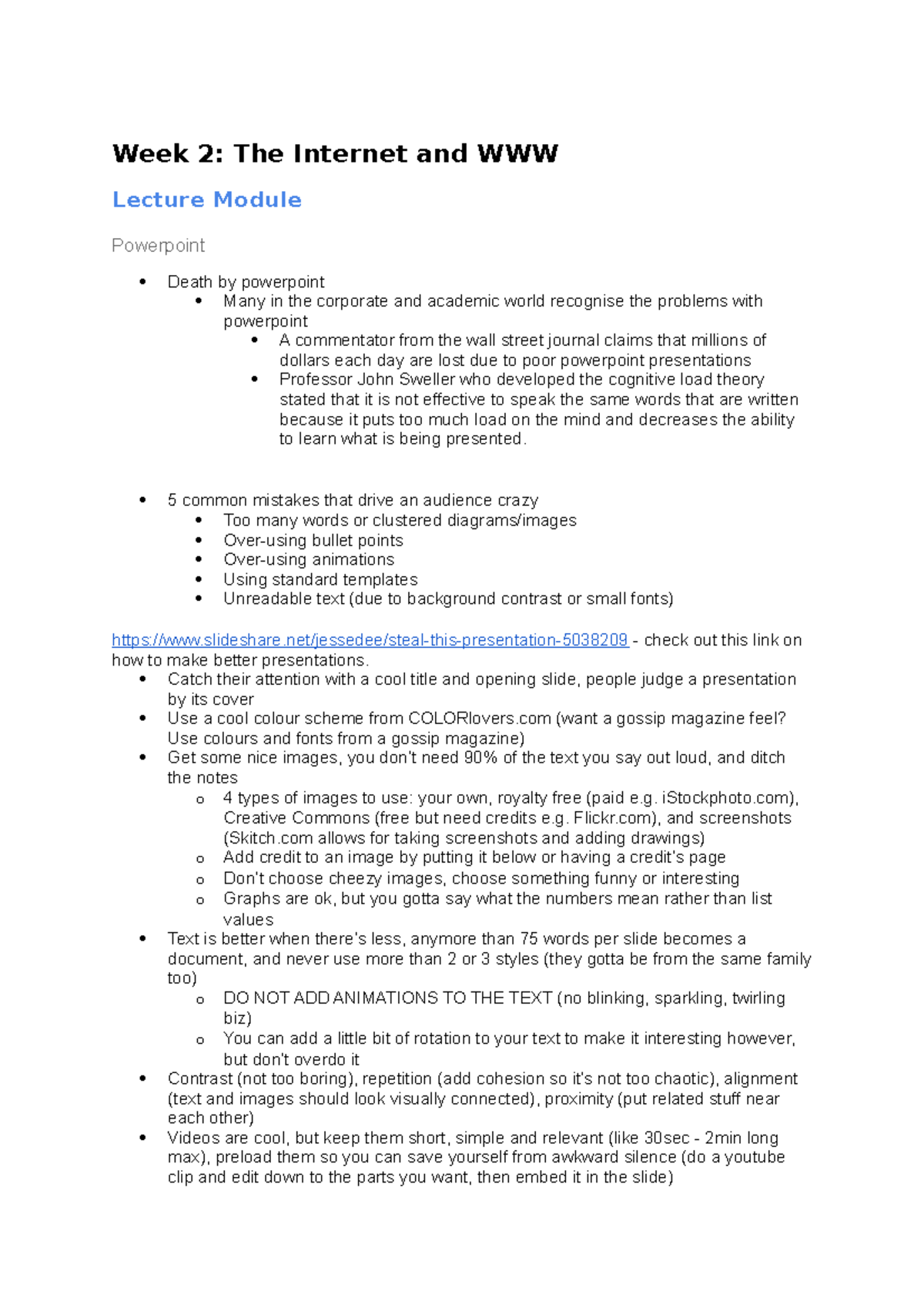 Week 2 - give it a rating if it's good - Week 2: The Internet and WWW Lecture Module Powerpoint ...