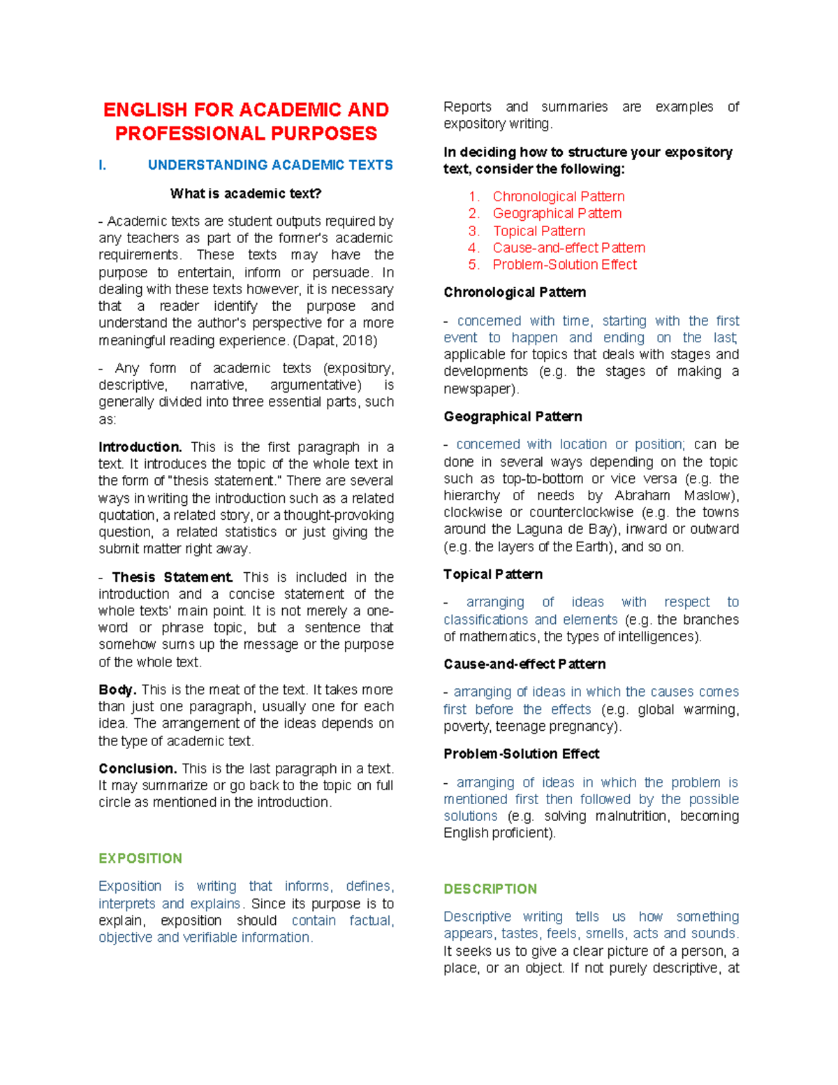 ENGLISH FOR ACADEMIC AND PROFESSIONAL PURPOSES - UNDERSTANDING ACADEMIC ...